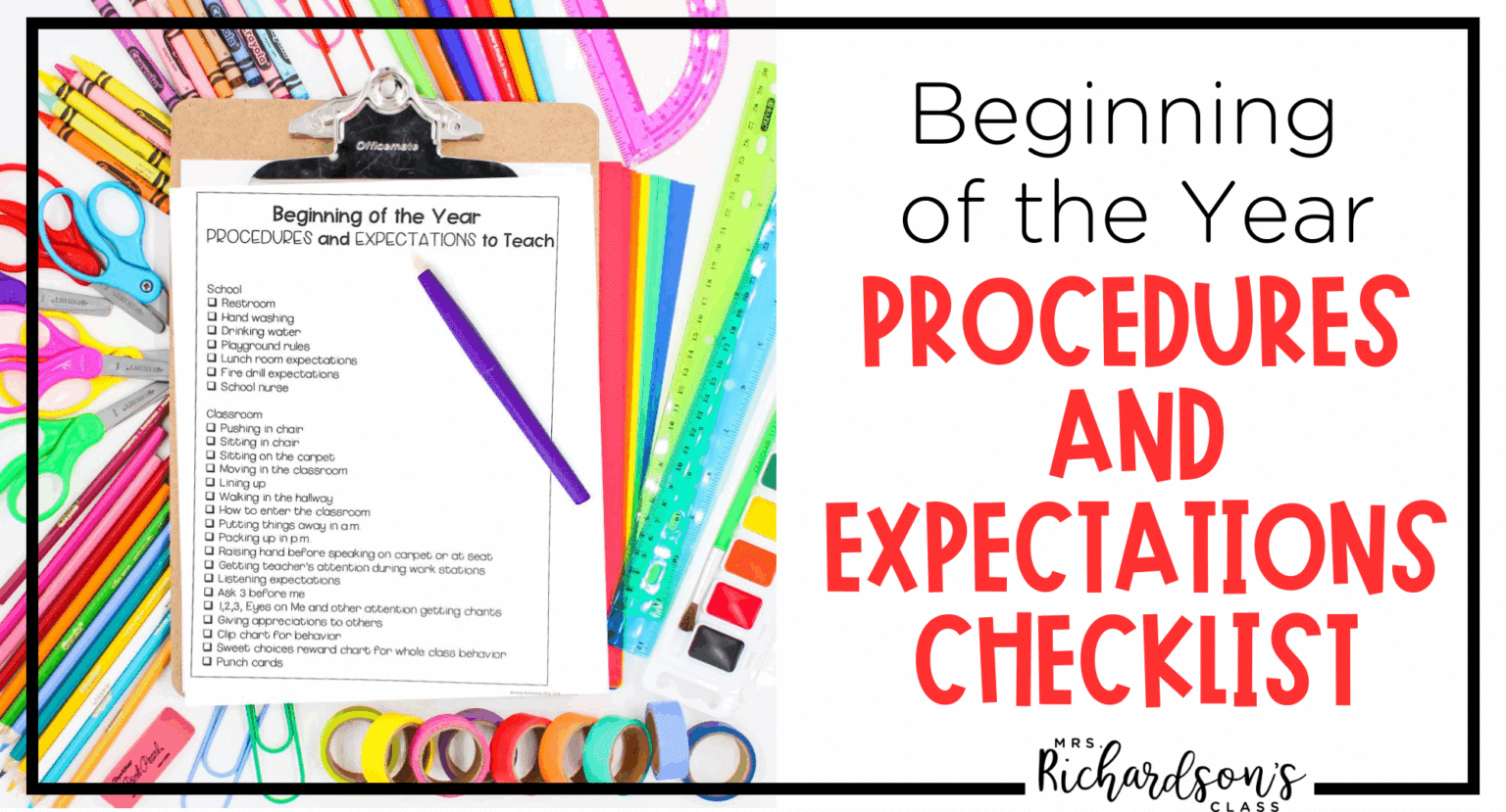 Beginning of Year Procedures and Expectations Checklist - Mrs ...