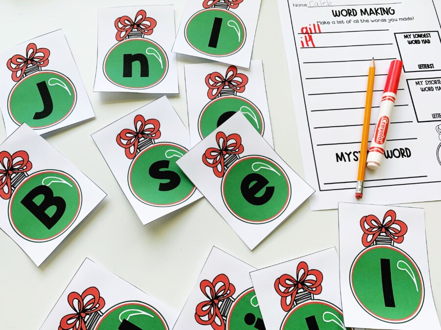 FREE Winter Literacy Center for Kinder, First, and Second Grades