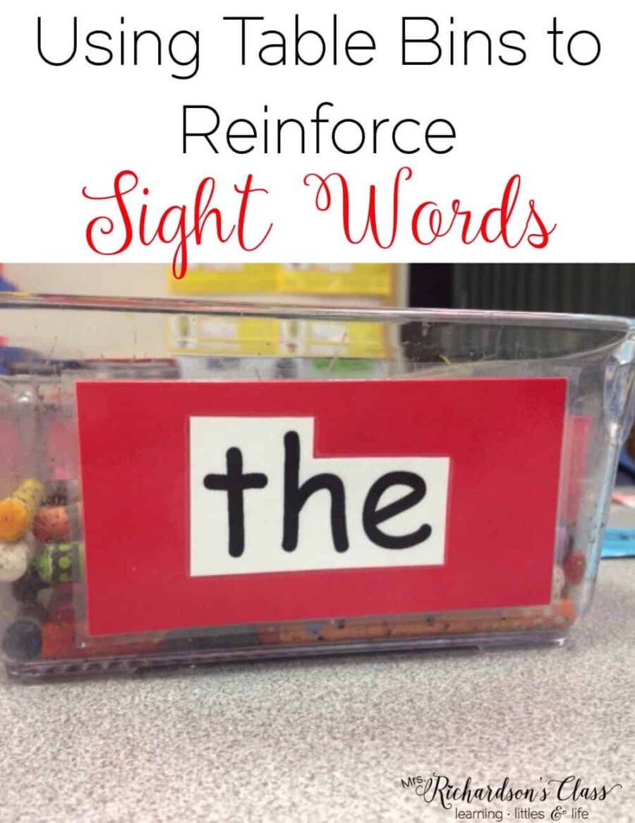 Sight Word Table Bins - Mrs. Richardson's Class