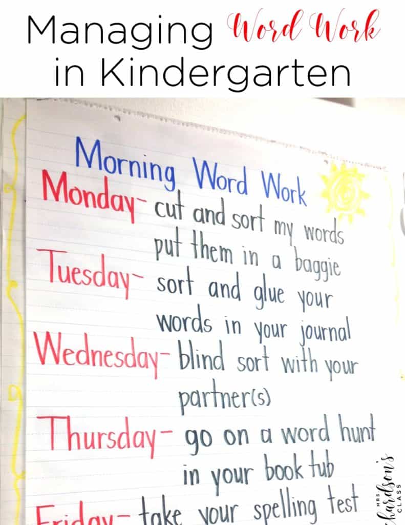 Managing Word Work in Kindergarten - Mrs. Richardson's Class