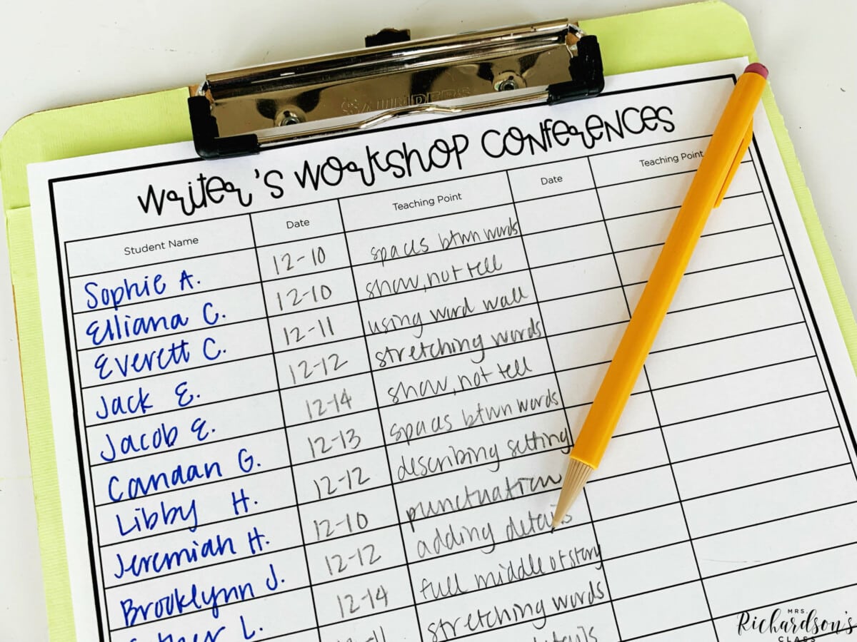 Conferring During Writer's Workshop - Mrs. Richardson's Class