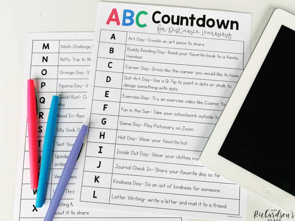FREE ABC Countdown to Summer for Distance Learning FREE ABC Countdown to Summer for Distance Learning