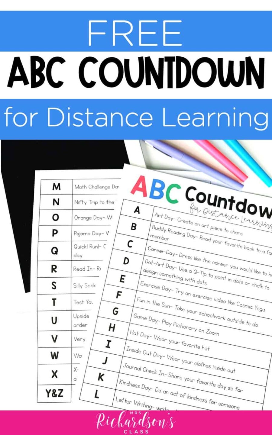 FREE ABC Countdown to Summer for Distance Learning