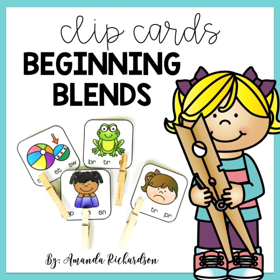 Beginning Blends Worksheets and Activities: Clip Cards for Fine Motor ...