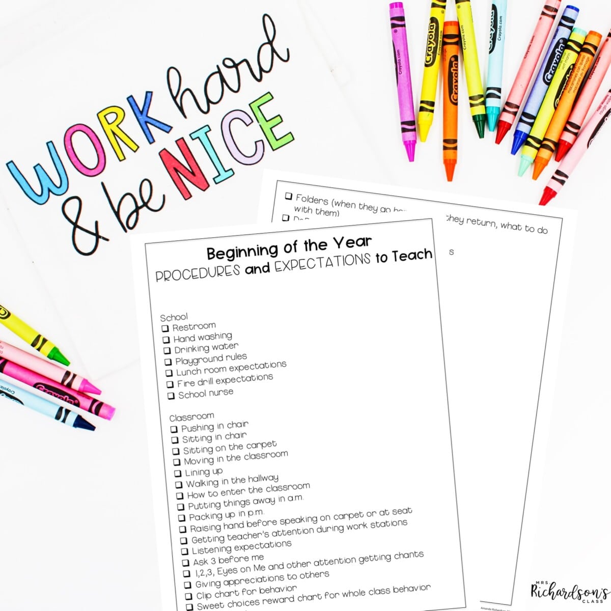 Beginning of Year Procedures and Expectations Checklist - Mrs ...