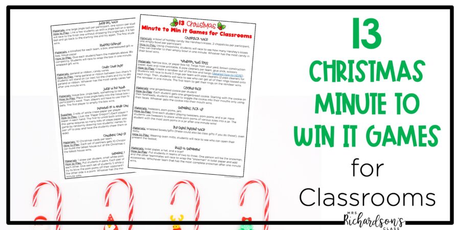 13 Christmas Minute to Win It Games for the Classroom