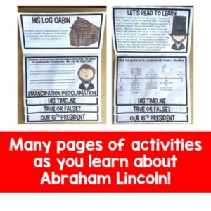 Abraham Lincoln Digital and Print Activities Flip Up Book - Mrs ...