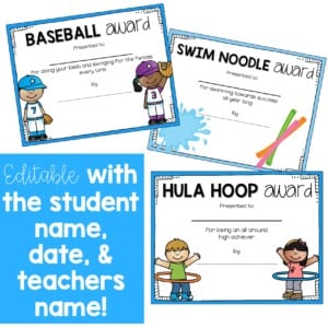 End of the Year Awards for Summer Fun - Mrs. Richardson's Class