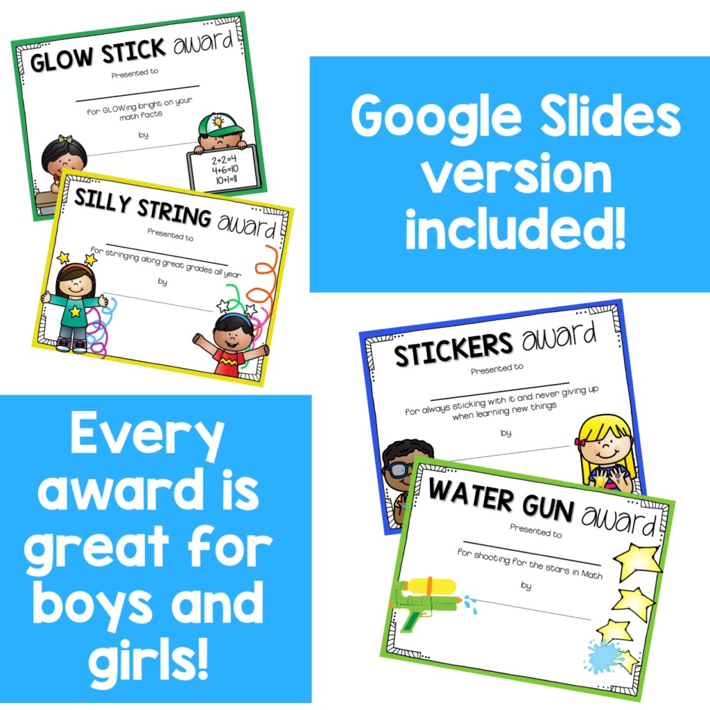 End of the Year Awards for Summer Fun - Mrs. Richardson's Class