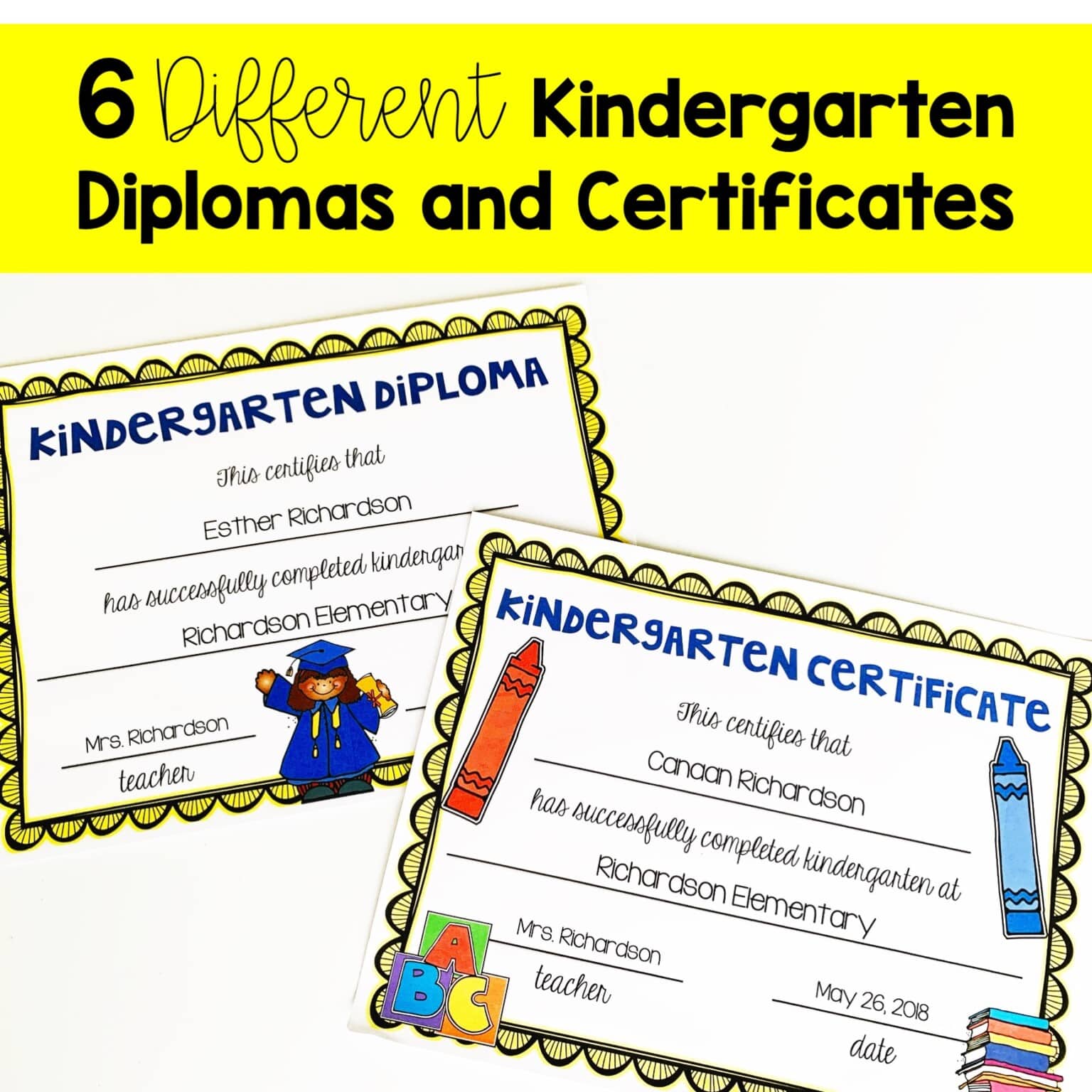 Kindergarten Graduation Editable Certificates, Diplomas, and ...