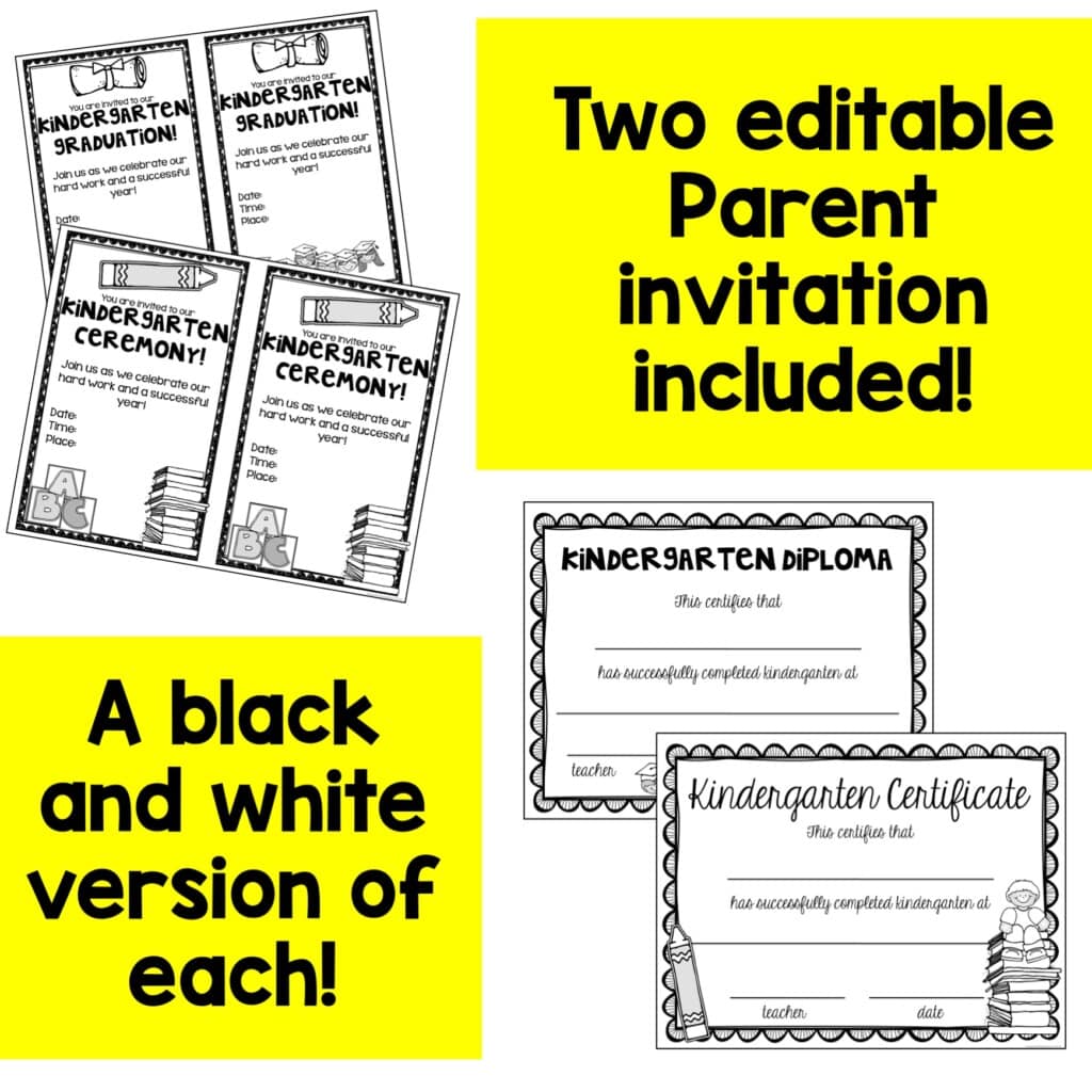 Kindergarten Graduation Editable Certificates, Diplomas, and ...