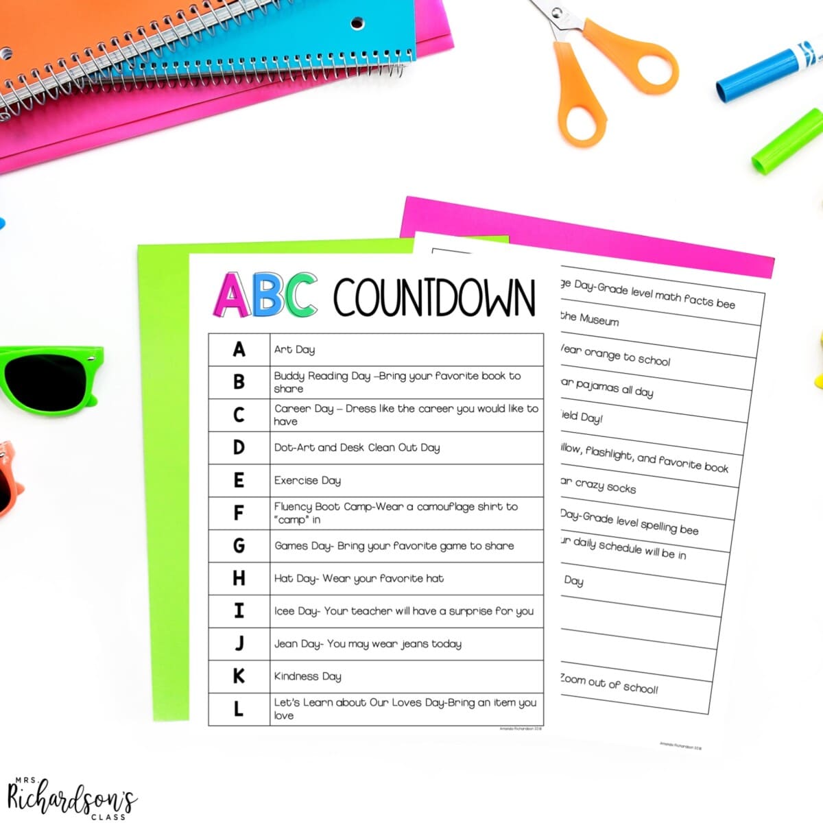 ABC End of Year Countdown FREEBIES - Mrs. Richardson's Class