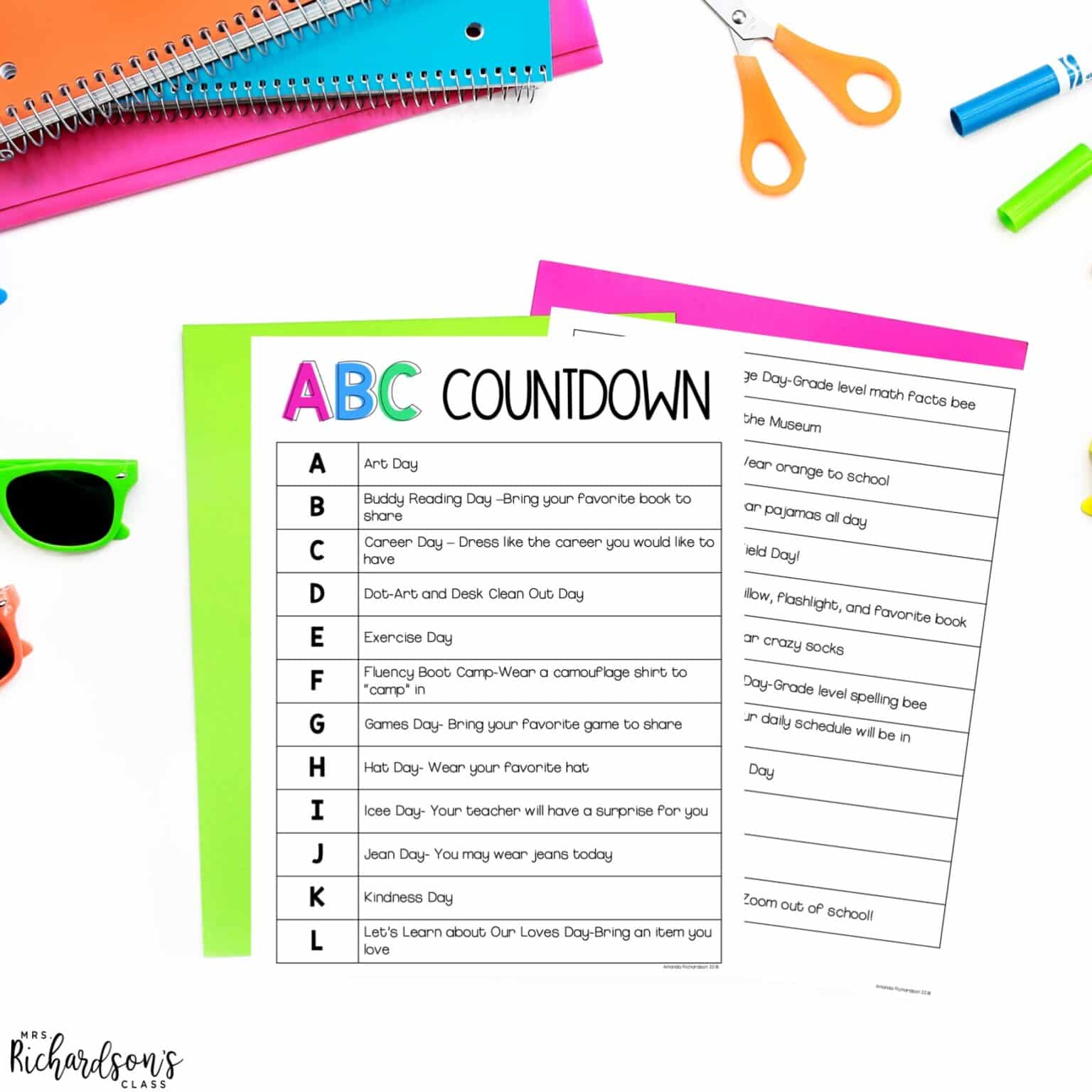 ABC End of Year Countdown FREEBIES - Mrs. Richardson's Class