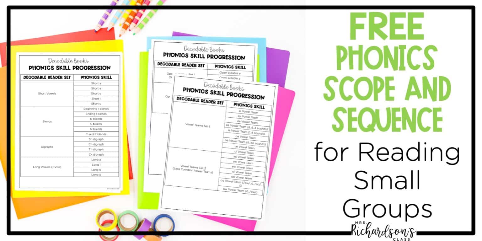 FREE Phonics Scope and Sequence for Reading Small Groups