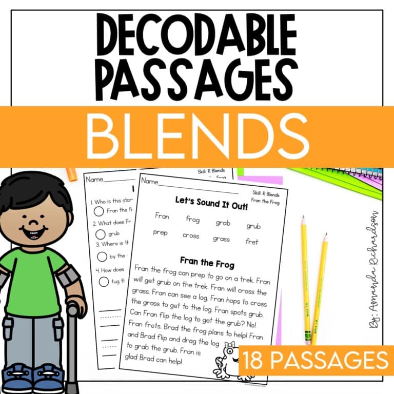 Decodable Passages with Blends | Beginning Blends Ending Blends - Mrs ...