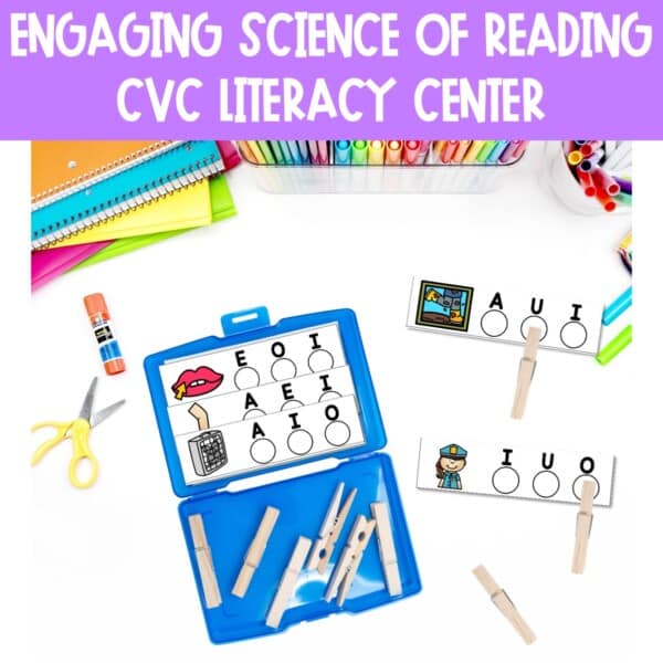 CVC Words Clip Cards | CVC Word Centers for Science of Reading Literacy ...