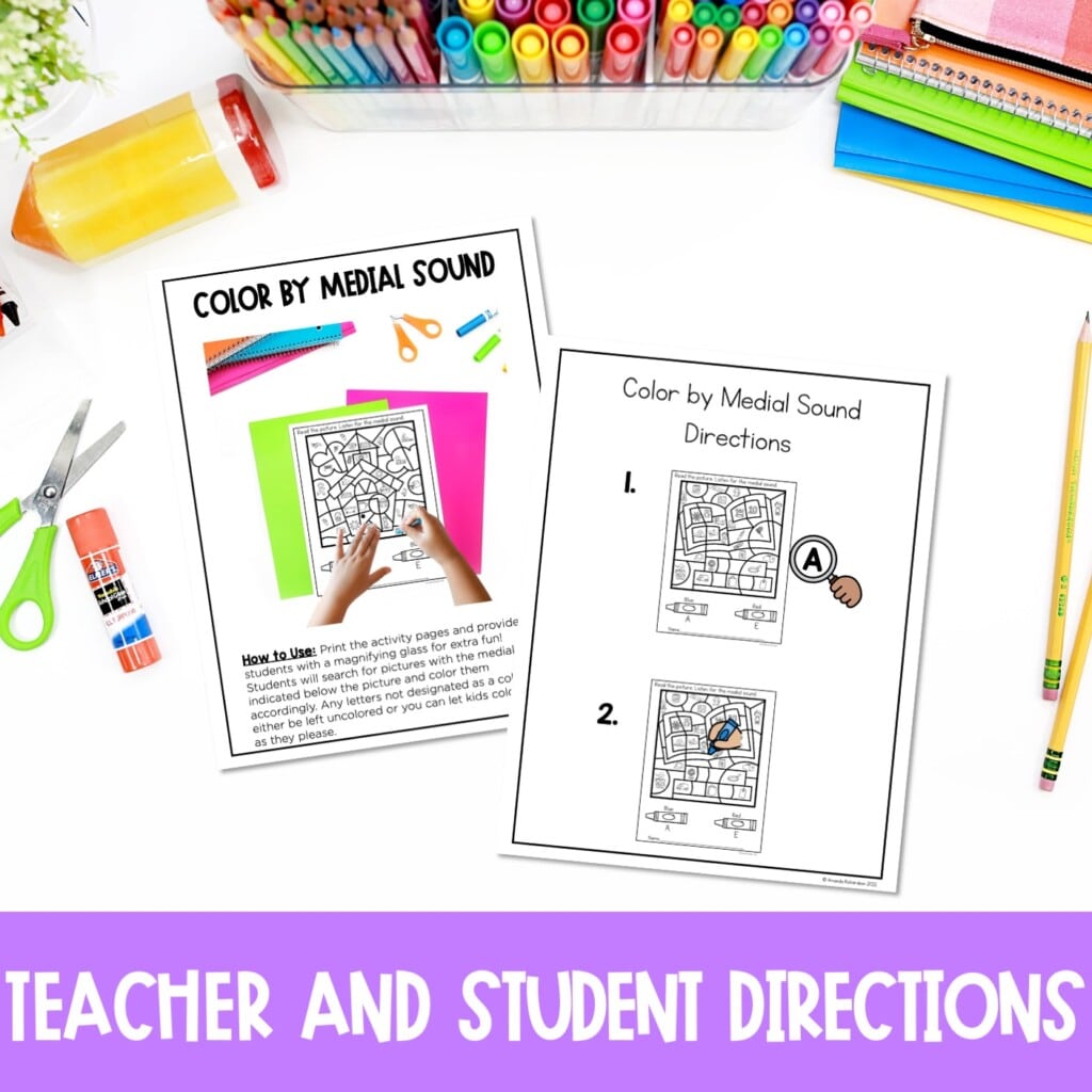 Color by Medial Sound | CVC Word Centers for Science of Reading ...