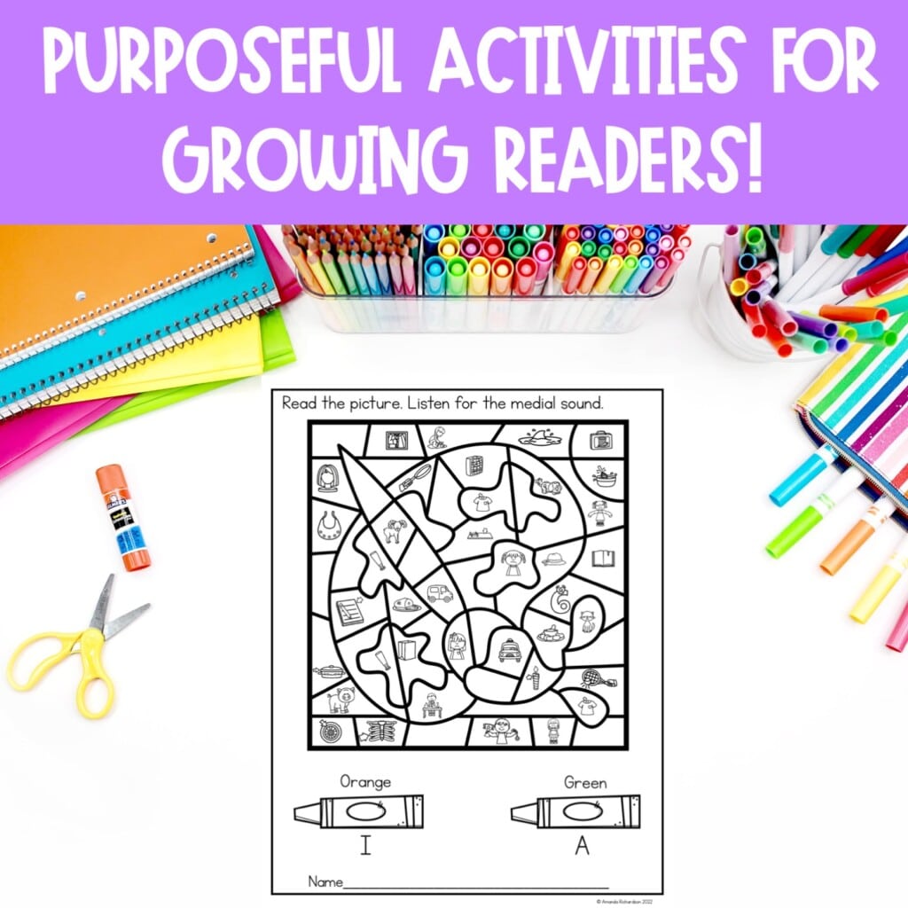Color by Medial Sound | CVC Word Centers for Science of Reading ...