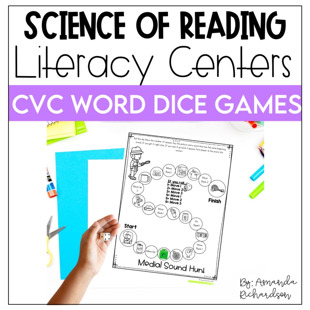CVC Words Dice Games | CVC Word Centers for Science of Reading Literacy ...