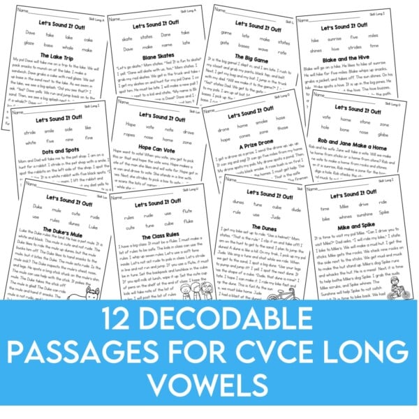 Long Vowel Decodables, CVCe Decodable Passages | Reading Comprehension ...