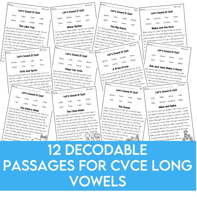 Long Vowel Decodables, CVCe Decodable Passages | Reading Comprehension ...