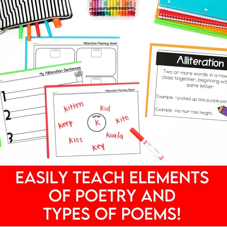 Poetry Unit for 1st Grade: Sensory, Bio, Acrostic, and Cinquain Poetry ...