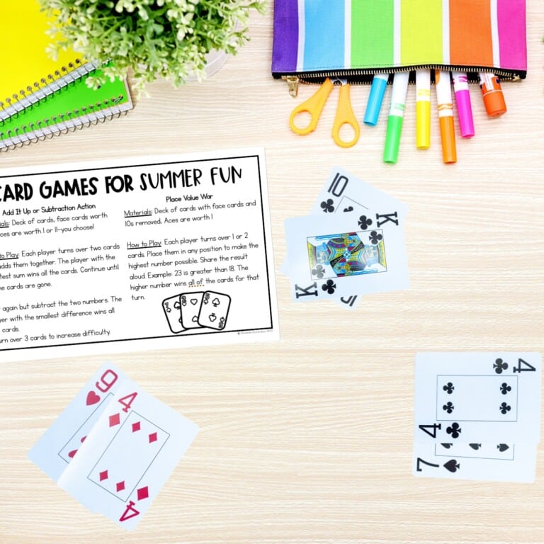 FREE Math Games with Cards for Summer Fun