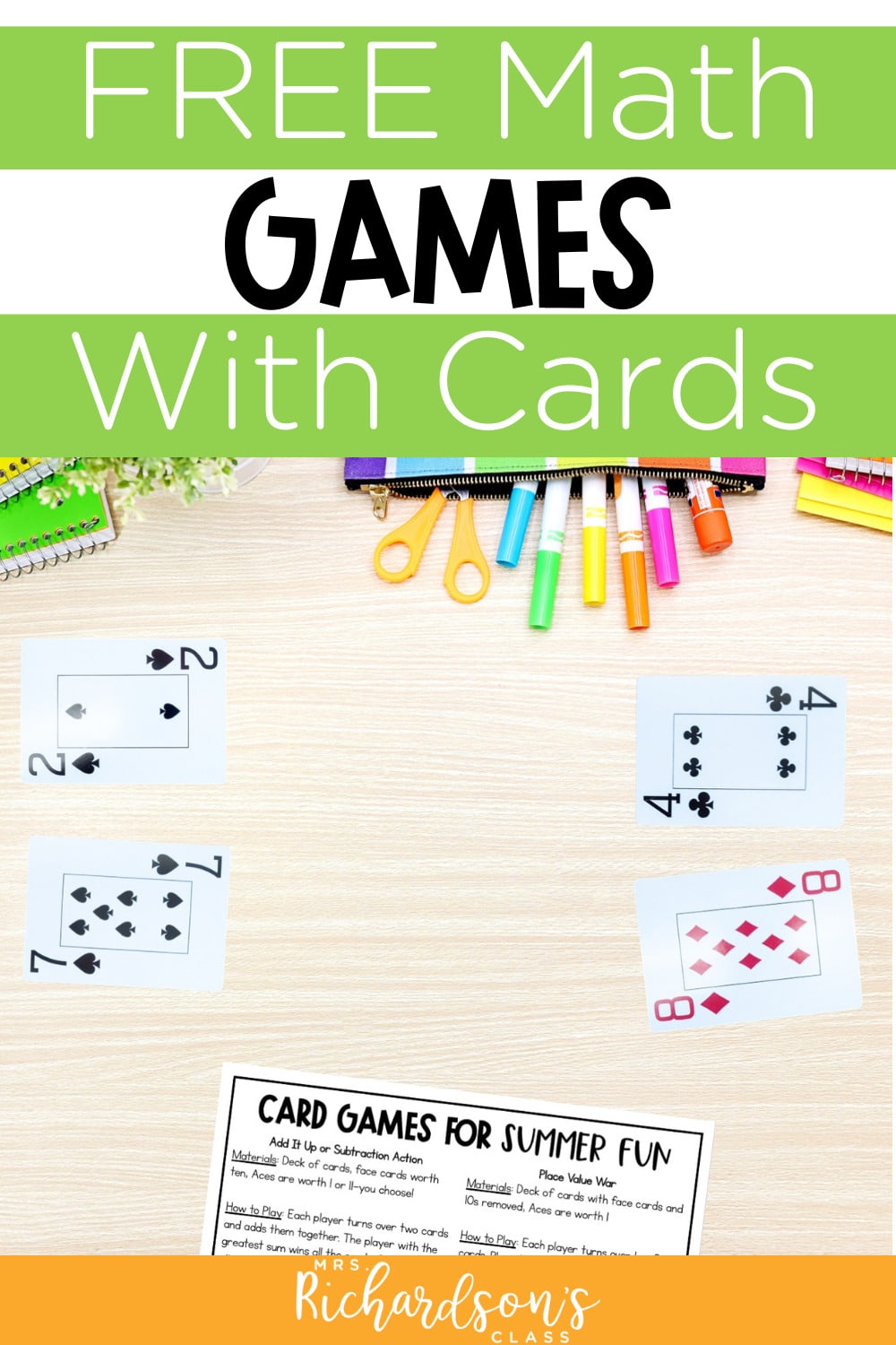 FREE Math Games With Cards For Summer Fun