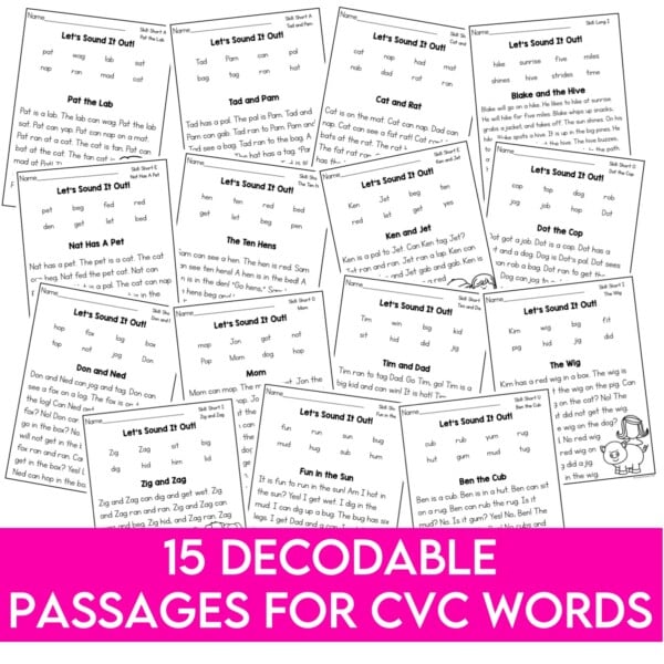 Short Vowel Decodables, CVC Decodable Passages | Reading Comprehension ...