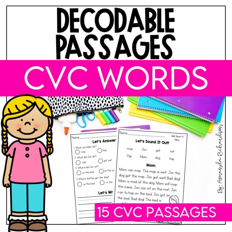 Short Vowel Decodables, CVC Decodable Passages | Reading Comprehension ...