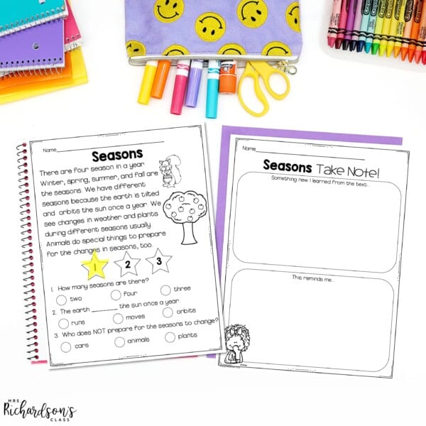 Reading Comprehension Passages with Questions: An Easy to Use FREEBIE ...