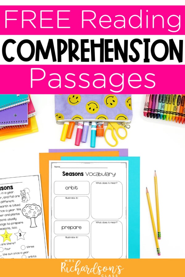 Reading Comprehension Passages with Questions: An Easy to Use FREEBIE ...