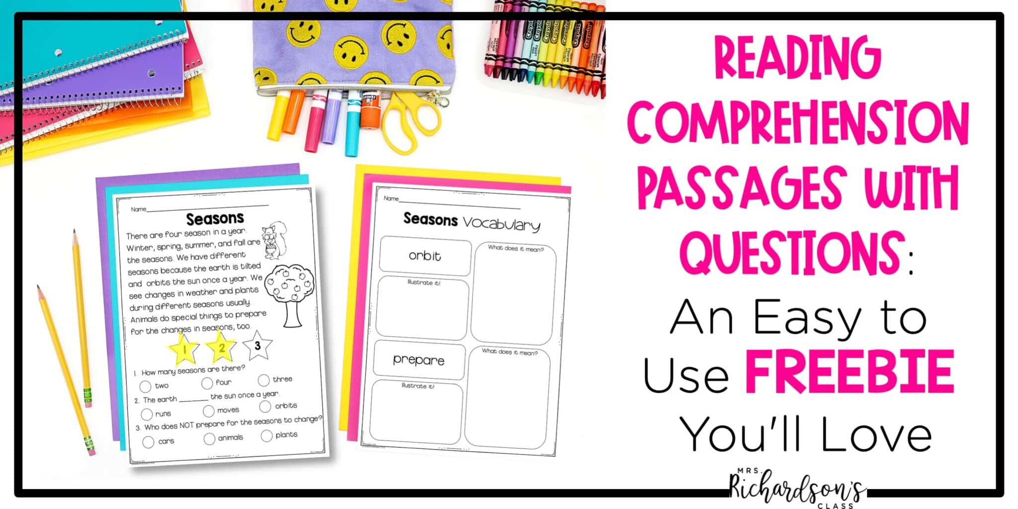 Reading Comprehension Passages with Questions: An Easy to Use FREEBIE ...