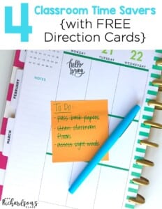 4 Classroom Time Savers {with FREE Direction Cards}